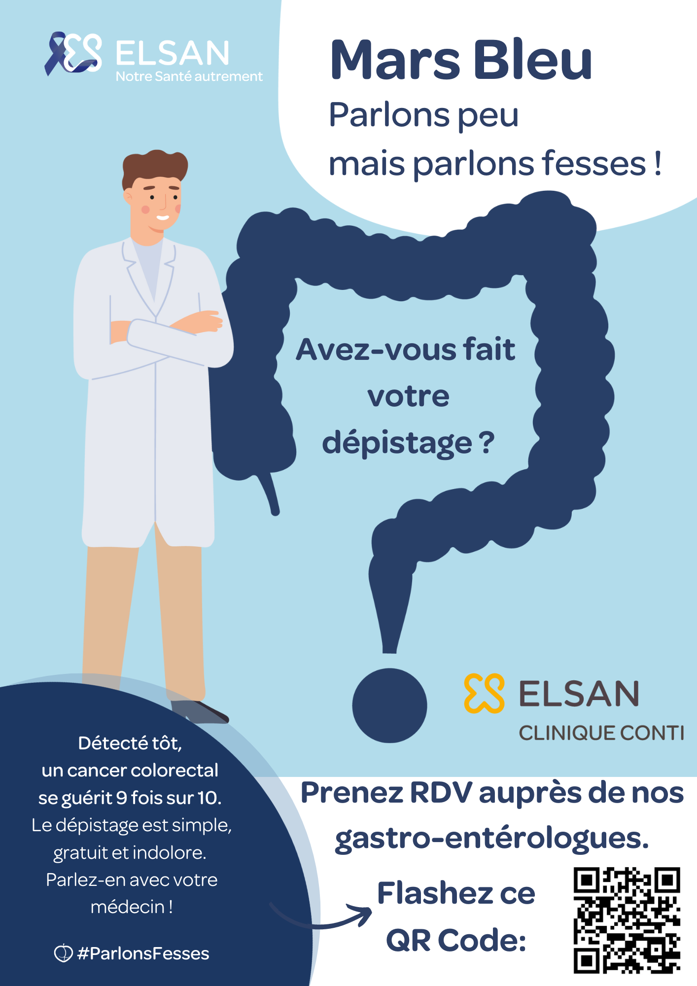 Mars BLEU- Mois de sensibilisation au cancer colorectal | Elsan